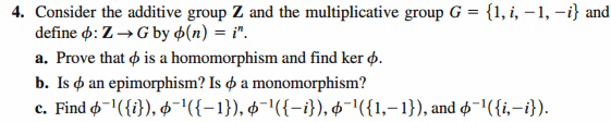 Solved 4. Consider the additive group Z and the | Chegg.com