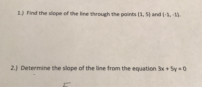 Solved 1.) Find the slope of the line through the points (1, | Chegg.com