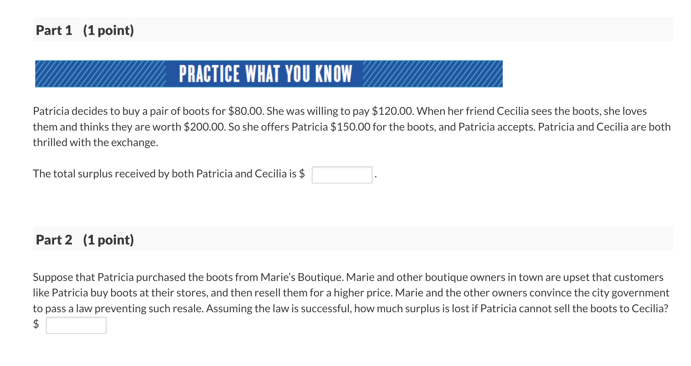 Solved Part 1 (1 ﻿point)PRACTICE WHAT YOU KNOWPatricia | Chegg.com