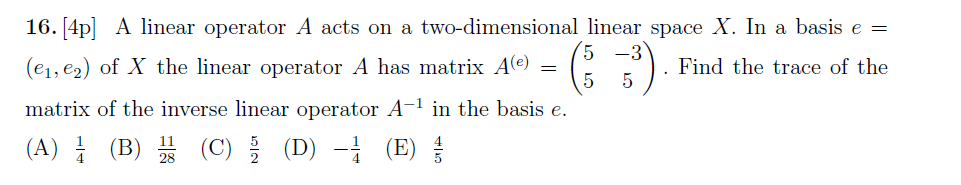 Solved A linear operator A acts on a two-dimensional linear | Chegg.com