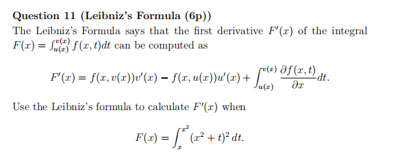 Solved Question 11 (Leibniz's Formula (6p)) The Leibniz's | Chegg.com