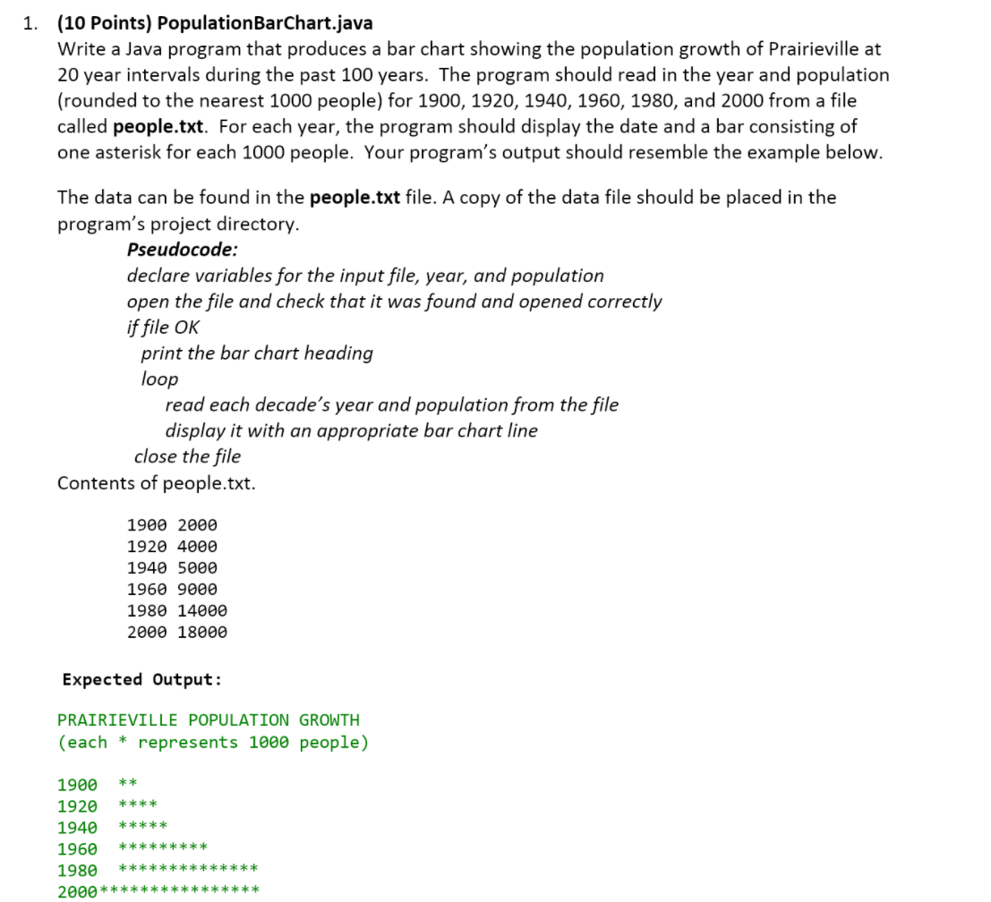 Solved 1. (10 Points) PopulationBarChart.java Write a Java | Chegg.com