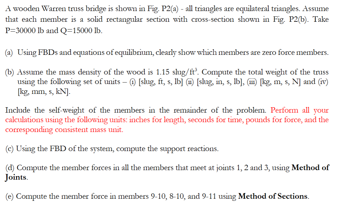 Solved A wooden Warren truss bridge is shown in Fig. P2(a) - | Chegg.com