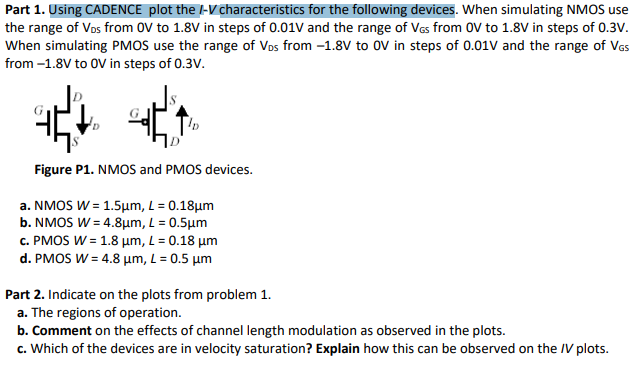 Part 1. Using CADENCE plot the l-V characteristics | Chegg.com