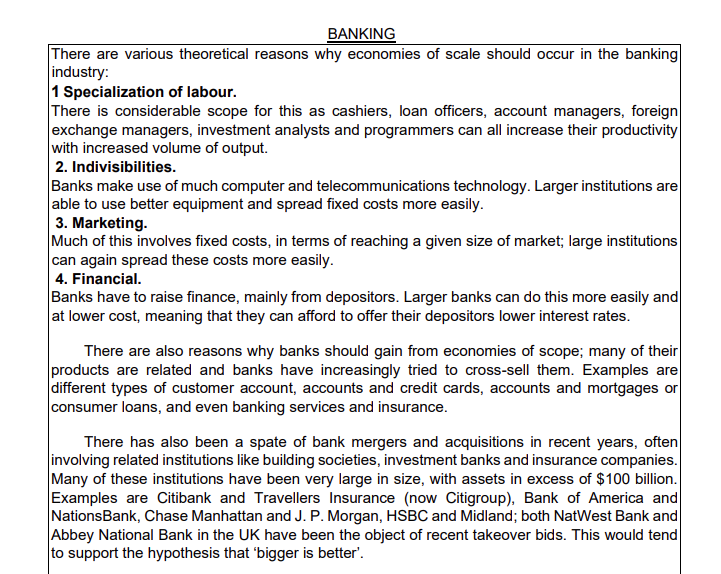 BANKING There are various theoretical reasons why | Chegg.com