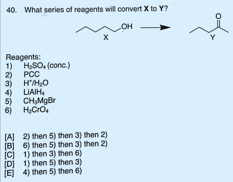 40. What series of reagents will convert X to Y ? | Chegg.com