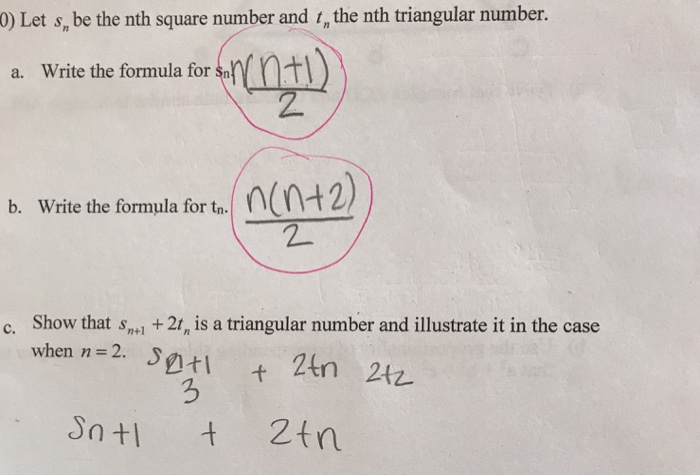 Solved 0) Let s, be the nth square number and t, the nth | Chegg.com