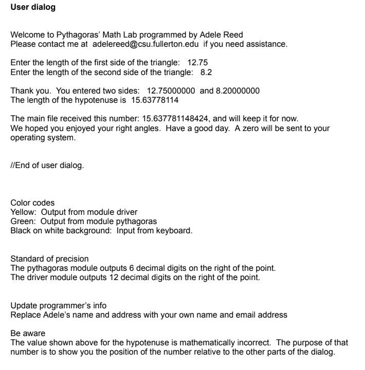 Solved Assignment 1 Hypotenuse Overview Build a program in | Chegg.com