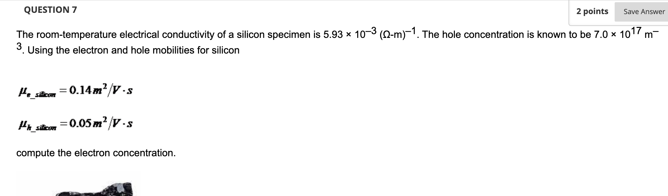 Solved The room-temperature electrical conductivity of a | Chegg.com