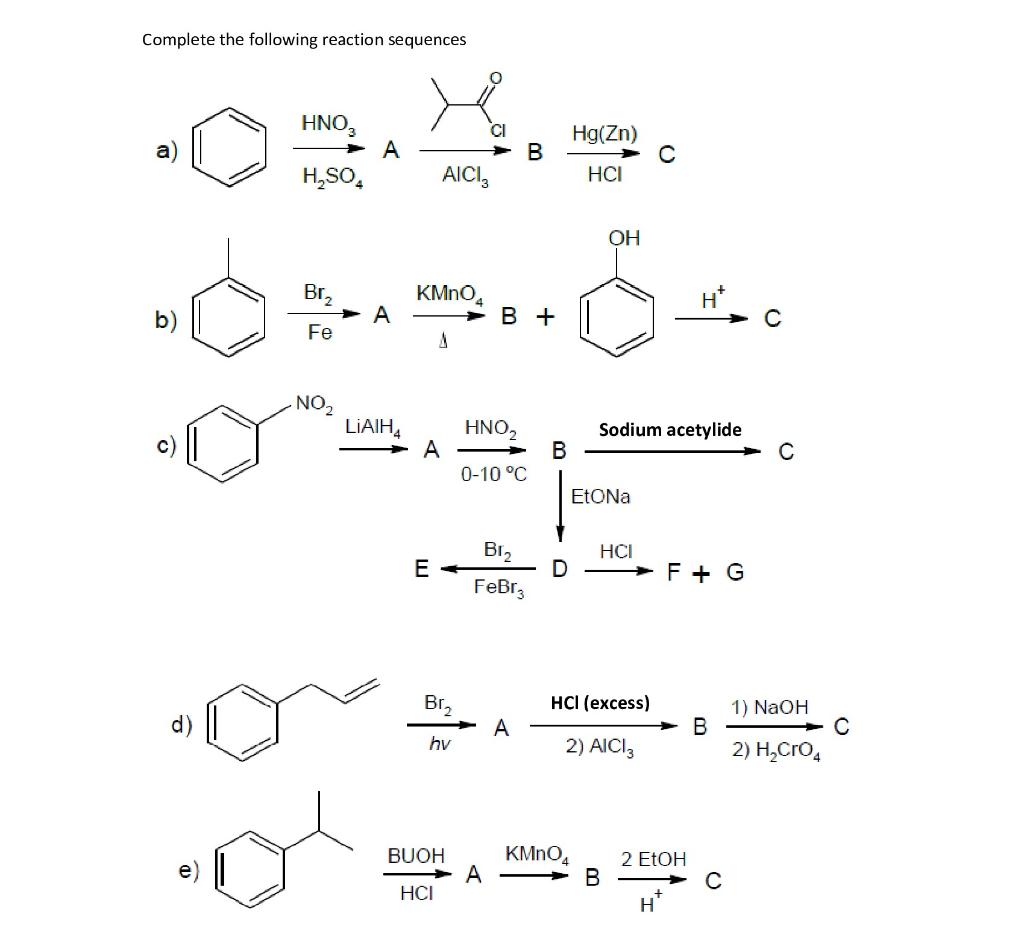 Solved Complete the following reaction sequences HNO, Y | Chegg.com