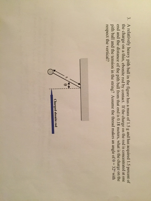 Solved 3. A relatively heavy pith ball in the figure has a | Chegg.com