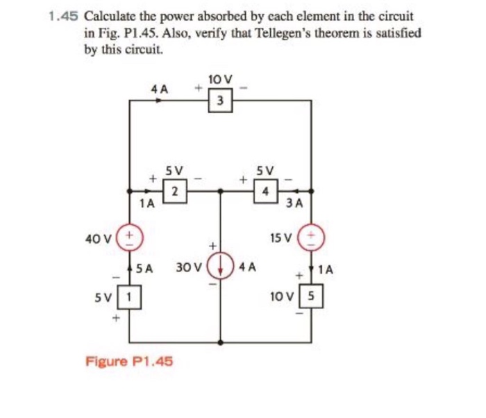 Solved Calculate the power absorbed by each element in the | Chegg.com