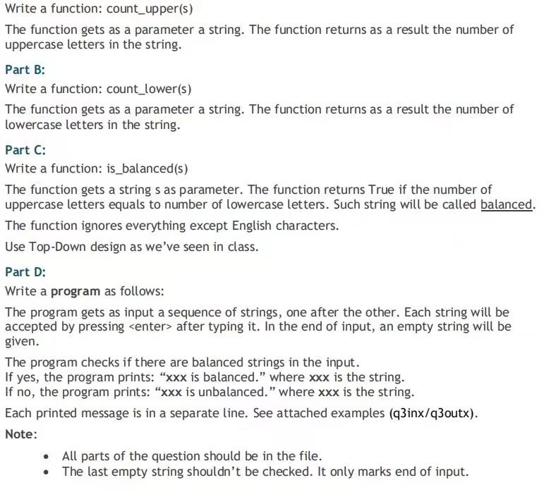 Solved Write A Function Count Upper S The Function Gets As