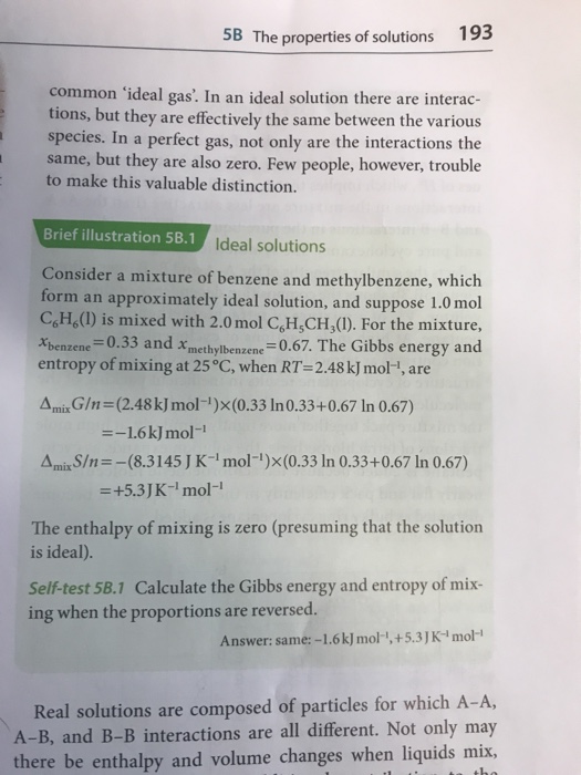Solved 5B The properties of solutions 193 common 'ideal | Chegg.com