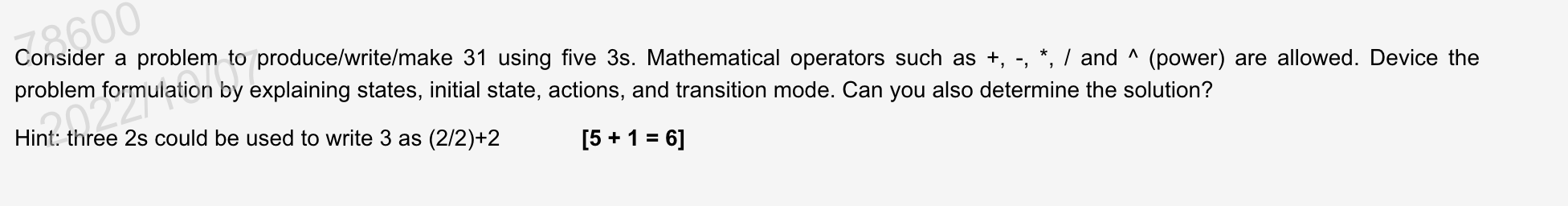 Solved Consider a problem to produce/write/make 31 using | Chegg.com