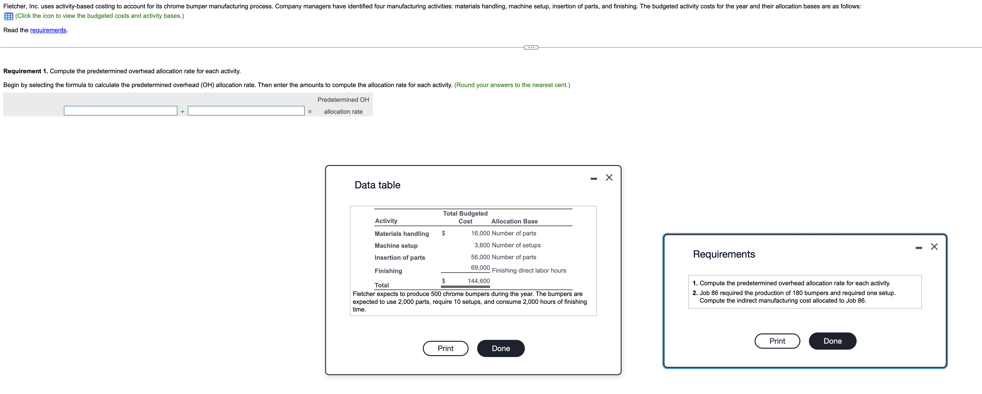 Solved 1 Compute The Predetermined Overhead Allocation Rate