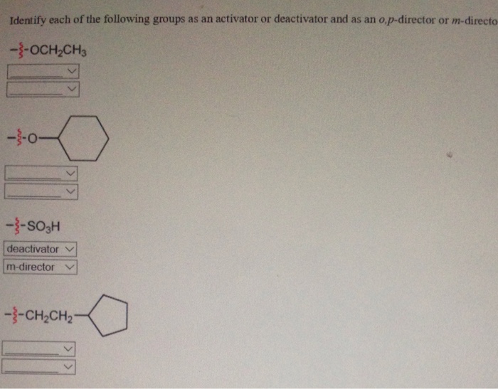 Solved Identify each of the following groups as an activator | Chegg.com
