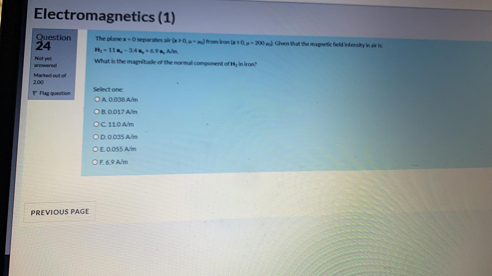 Solved Electromagnetics (1) Question 24 The planex=0 | Chegg.com