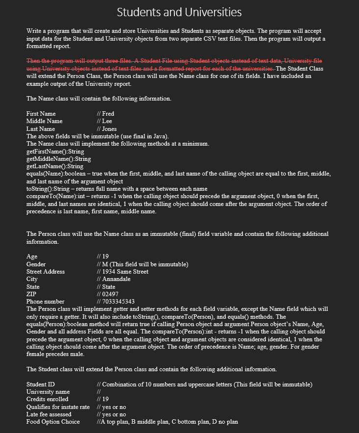 Solved Students and Universities Write a program that will | Chegg.com