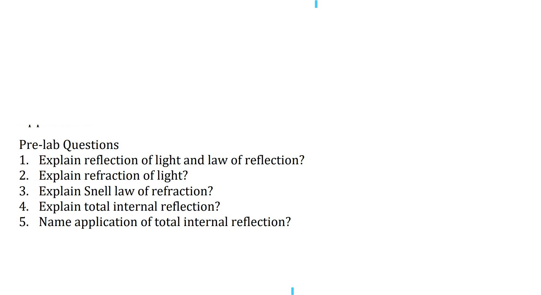 Solved 11 Pre-lab Questions 1. Explain reflection of light | Chegg.com