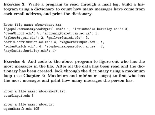 Solved Exercise 3: Write a program to read through a mail | Chegg.com