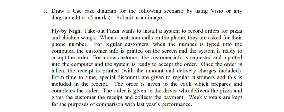 Solved 1. Draw a Use case diagram for the following scenario | Chegg.com