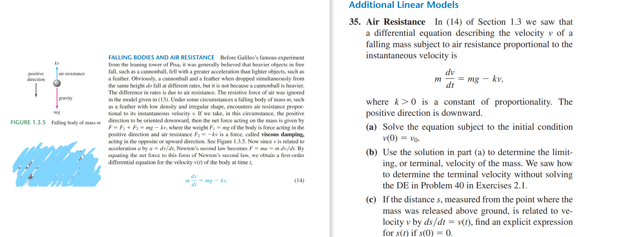 Solved Additional Linear Models 35. Air Resistance In (14) | Chegg.com