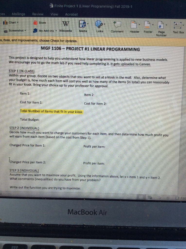 Finite Project 1 (Linear Programming) Fall 2019-1 es | Chegg.com