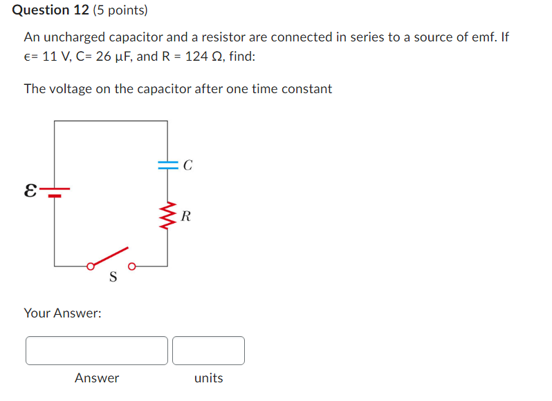Solved An uncharged capacitor and a resistor are connected | Chegg.com