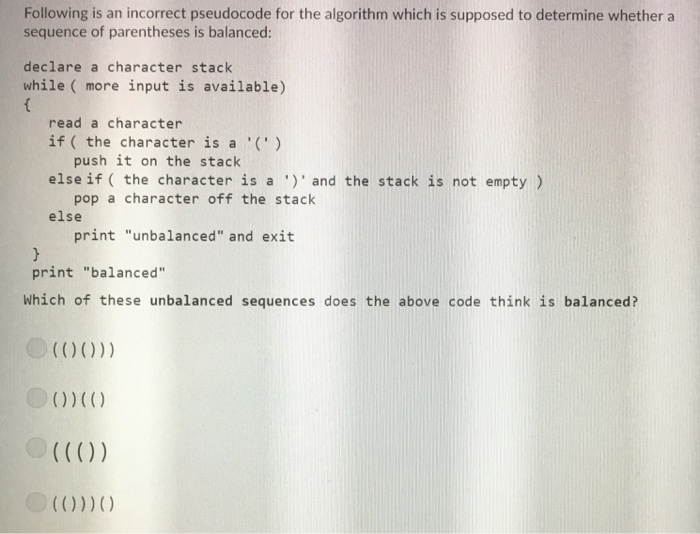 Solved Following Is An Incorrect Pseudocode For The