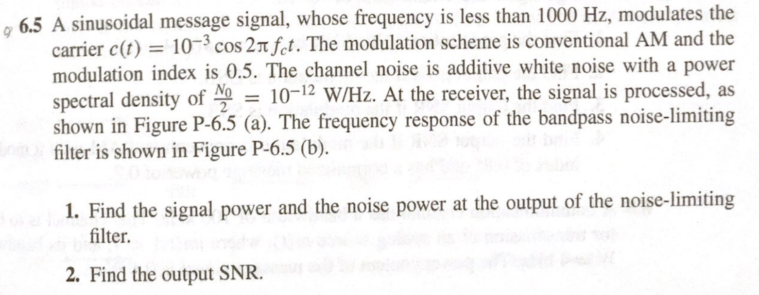 Solved 0 6.5 A sinusoidal message signal, whose frequency is | Chegg.com