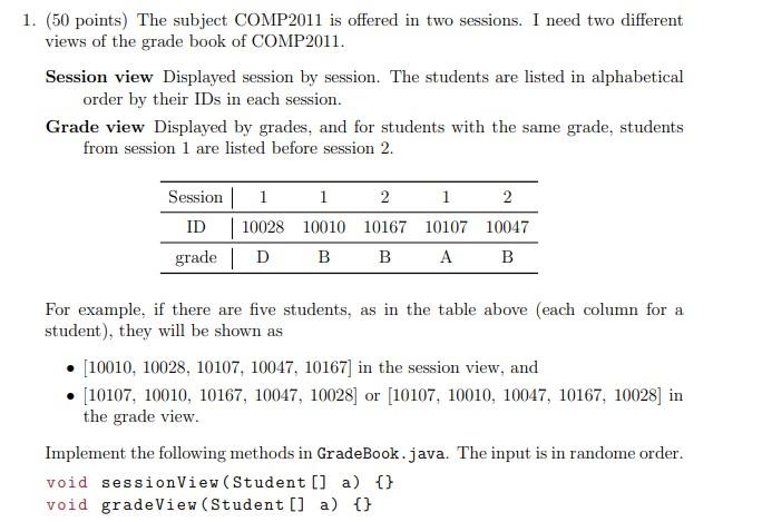 Solved 1. (50 points) The subject COMP2011 is offered in two | Chegg.com Solved 1. (50 points) The subject COMP2011 is offered in two | Chegg.com