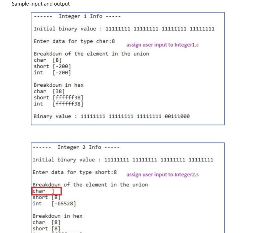 Solved 10.8 (Using Unions) Create union integer with members | Chegg.com
