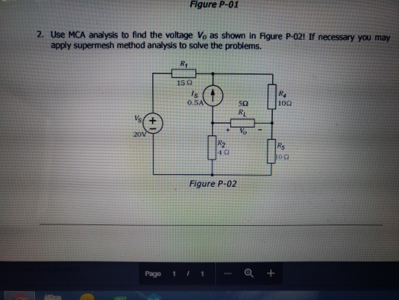 Solved Figure P-01 2. Use MCA analysis to find the voltage | Chegg.com