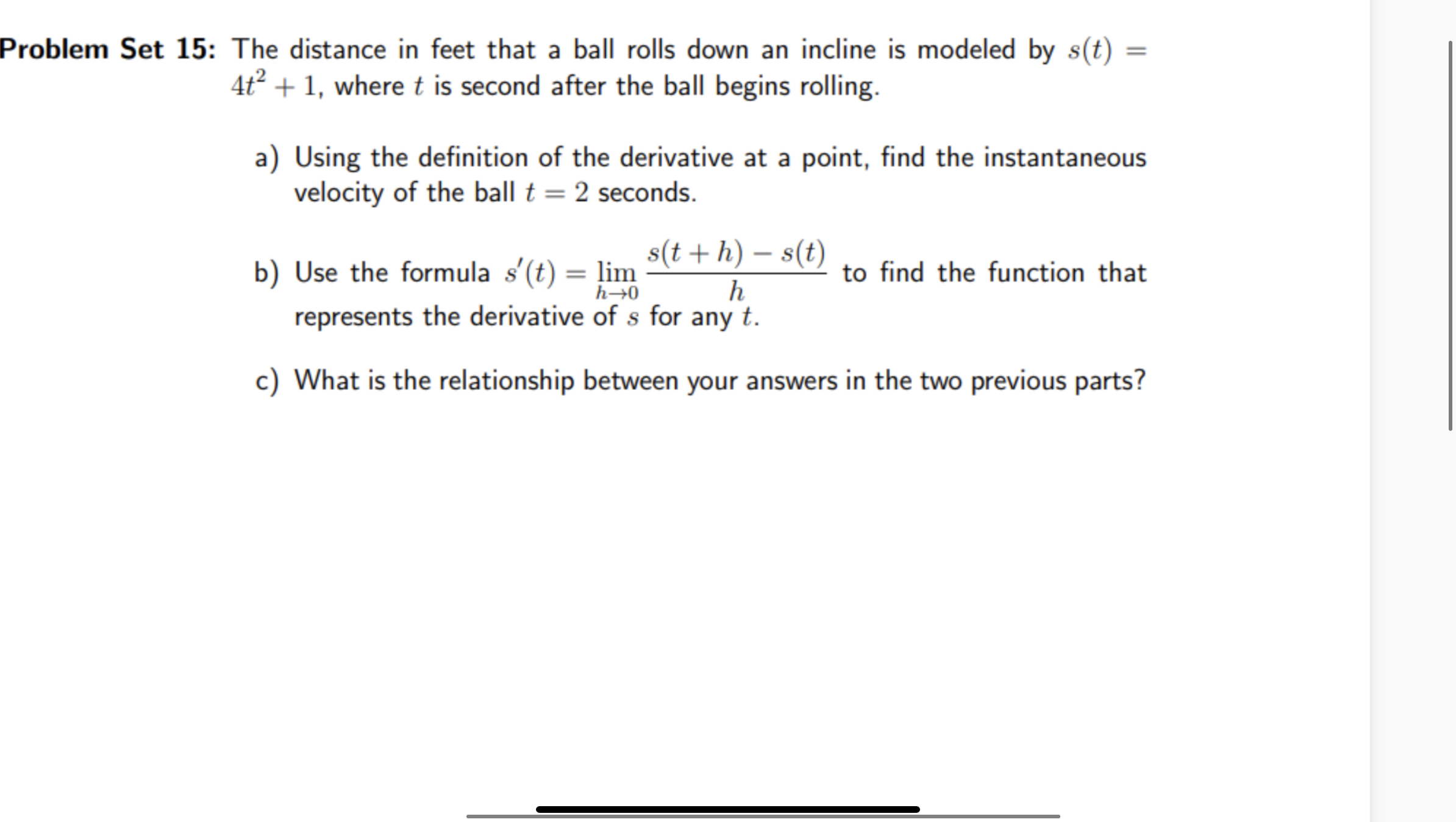 Solved Problem Set 15: The distance in feet that a ball | Chegg.com