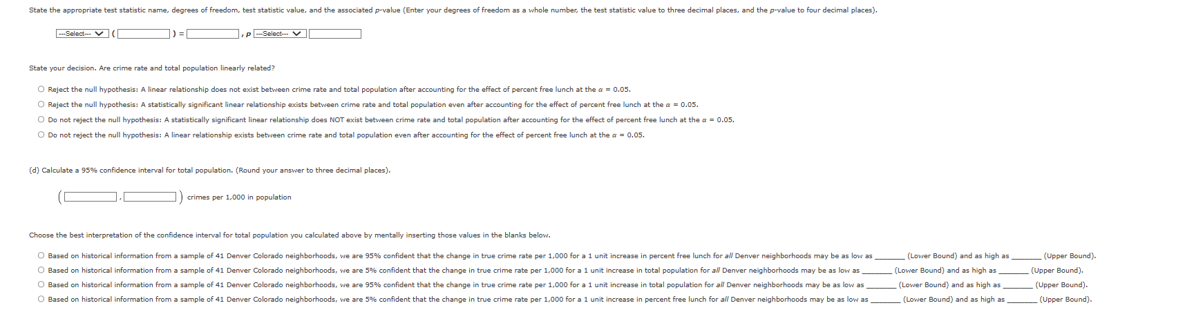 Solved nomics I: Data are available for a number of Denver | Chegg.com