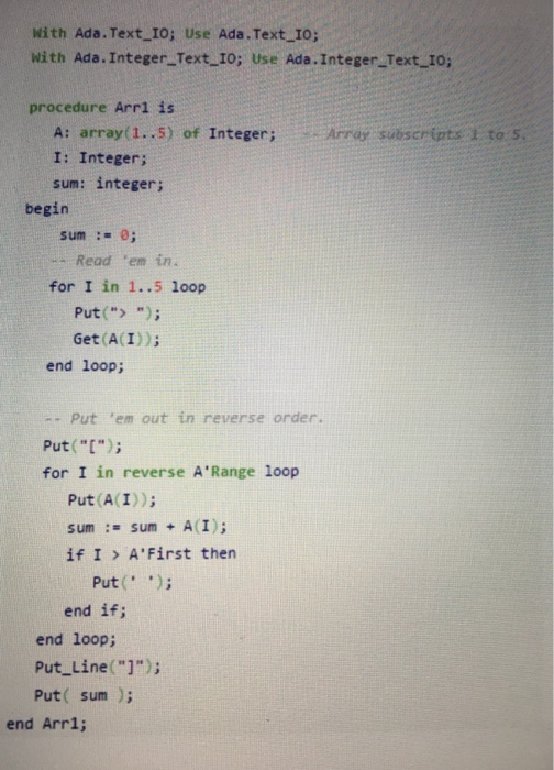 Solved Run the following Ada sample code. Refer | Chegg.com