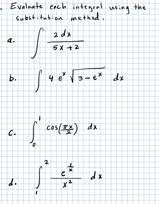 Solved Evaluate each integral using the substitution method. | Chegg.com