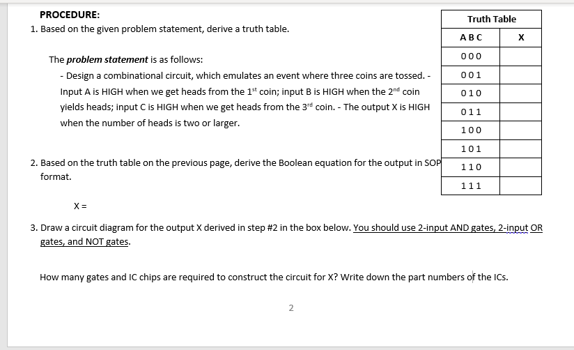 Solved PROCEDURE: 1. Based on the given problem statement, | Chegg.com
