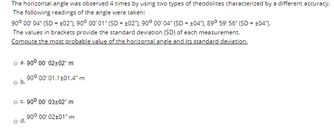 Solved The horizontal angle was observed 4 times by using | Chegg.com