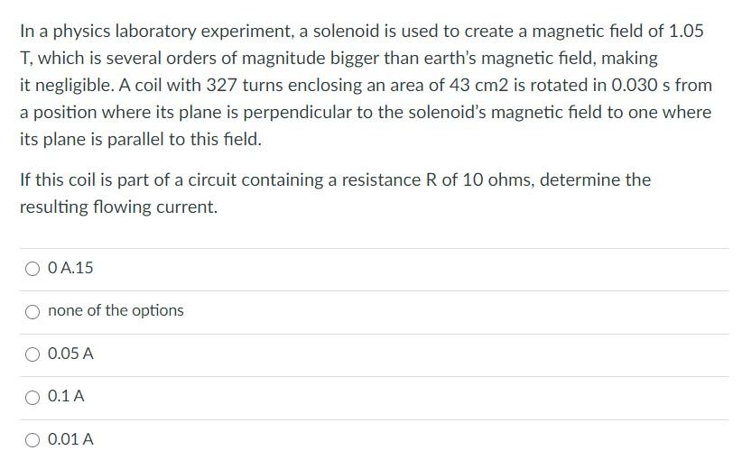 Solved In a physics laboratory experiment, a solenoid is | Chegg.com