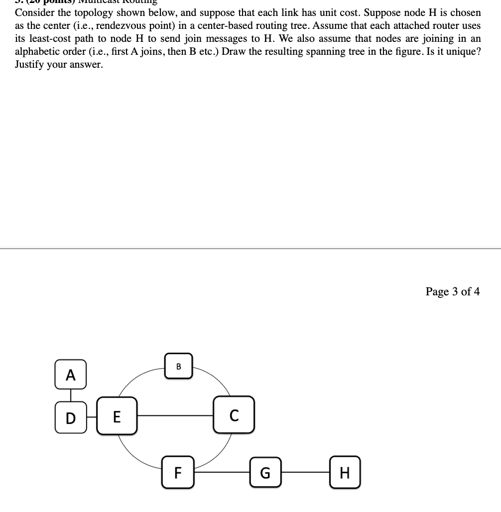 Solved Consider the topology shown below, and suppose that | Chegg.com