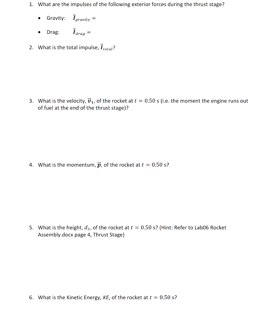 2. What is the total impulse, Itotal ? 3. What is | Chegg.com