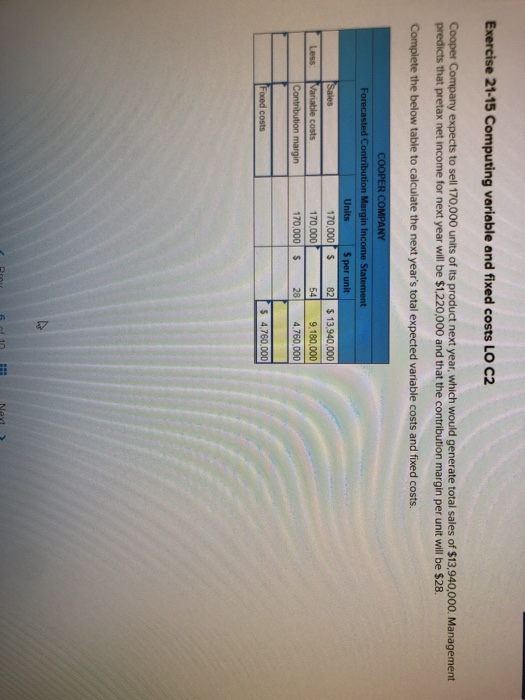 Solved Exercise 21-15 Computing variable and fixed costs LO | Chegg.com