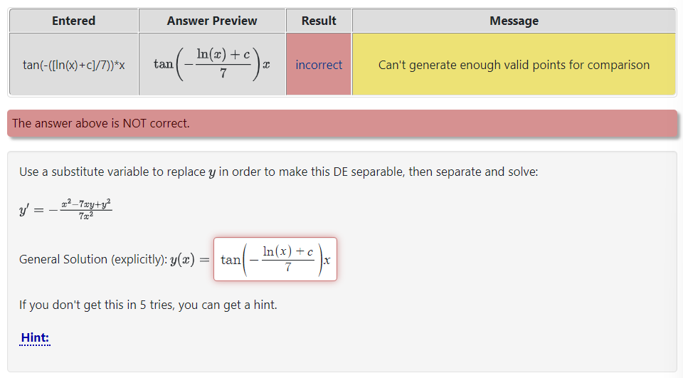 Solved The answer above is NOT correct. Use a substitute | Chegg.com