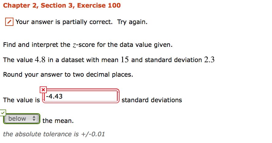 Solved Chapter 2, Section 3, Exercise 100 Your answer is | Chegg.com