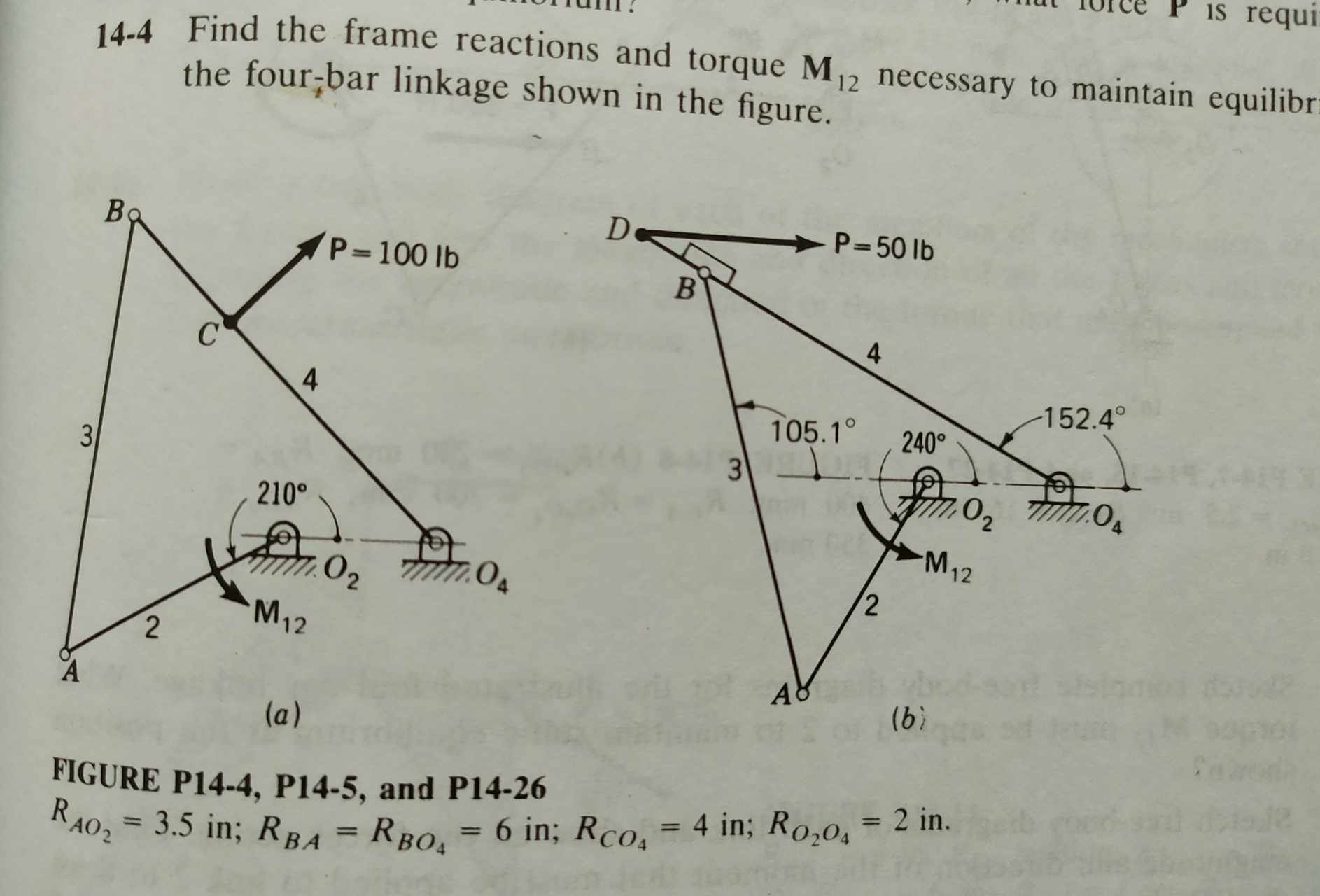 Solved 14-4 Find the frame reactions and torque M12 | Chegg.com