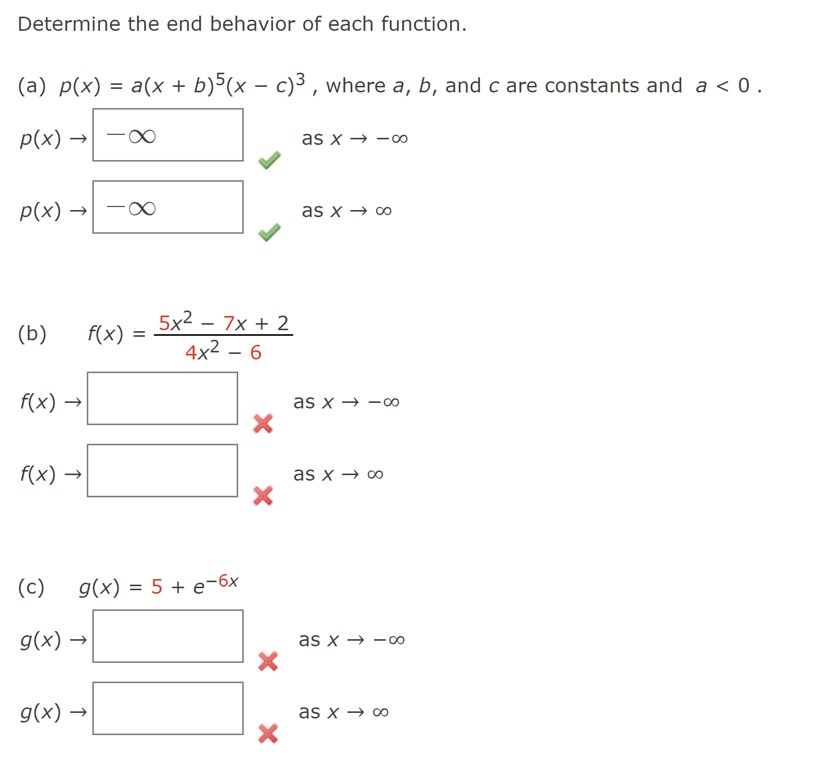 Solved Determine the end behavior of each function. (a) | Chegg.com
