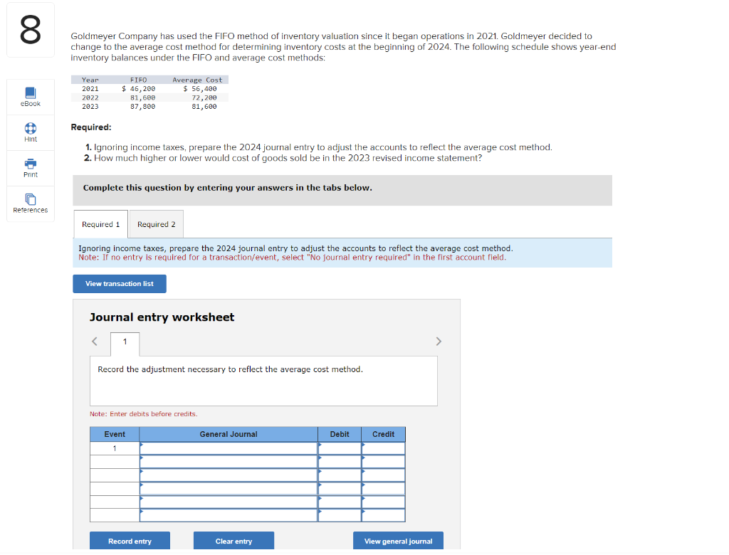 Solved Goldmeyer Company has used the FIFO method of | Chegg.com