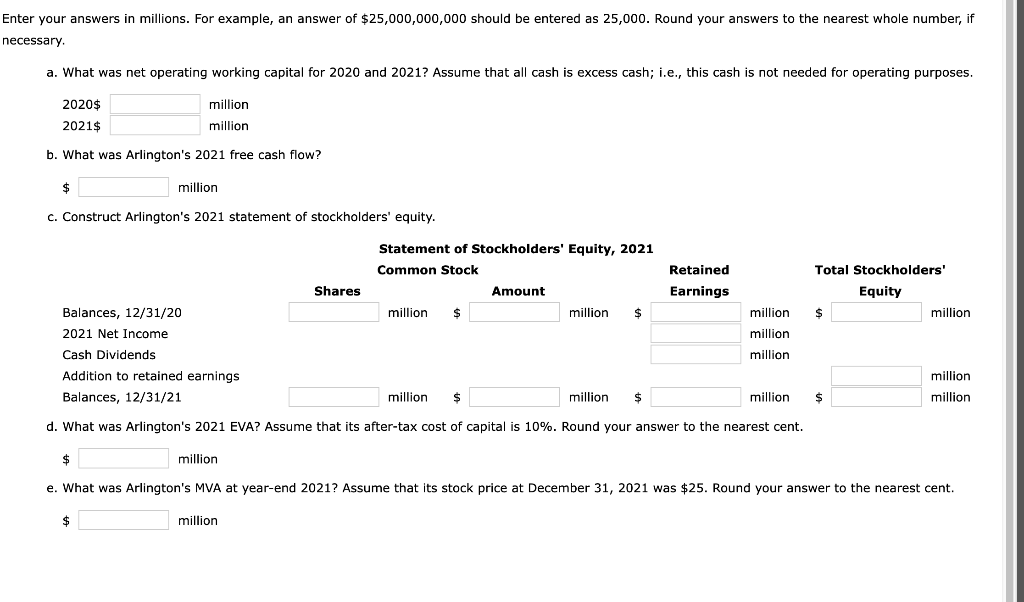 iter your answers in millions. For example, an answer | Chegg.com